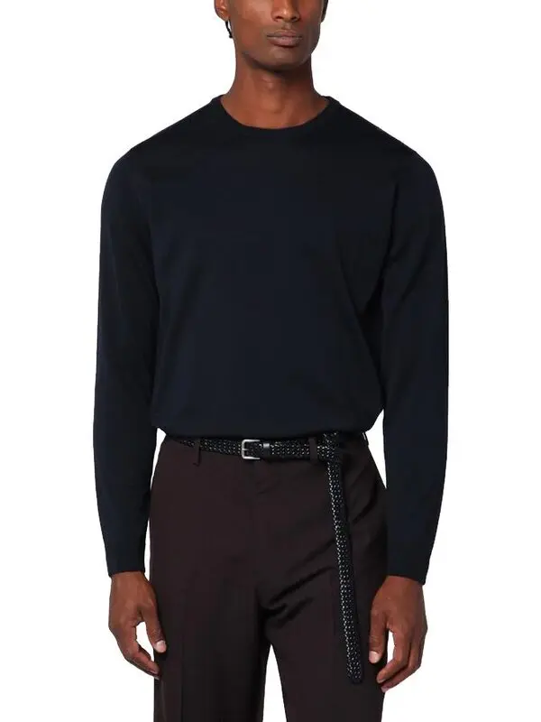 ROBERTO COLLINA Crew Neck Wool Sweater - Blue