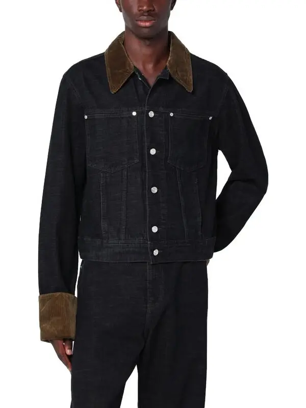 NAMACHEKO Denim Jacket With Velvet Trim - Black