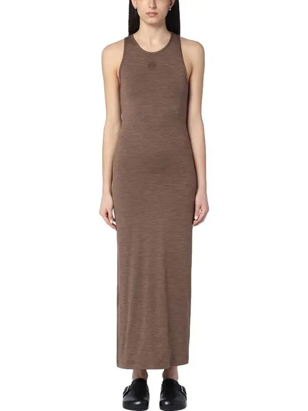Loewe Wool Dress With Anagram Logo - Brown