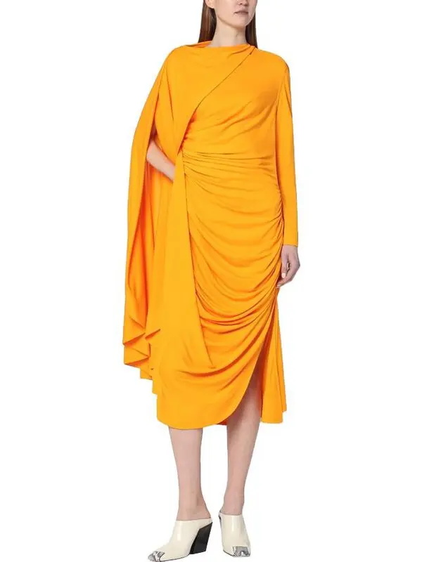 Bottega Veneta Draped Viscose Jersey Dress - Orange