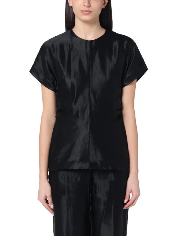 Loulou De Saison Linen And Silk T-shirt - Black
