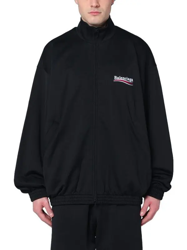 Balenciaga Zip-up Hoodie With Political Campaign Logo - Black