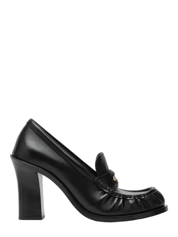 Burberry Cadet Leather Loafers With Heel - Black