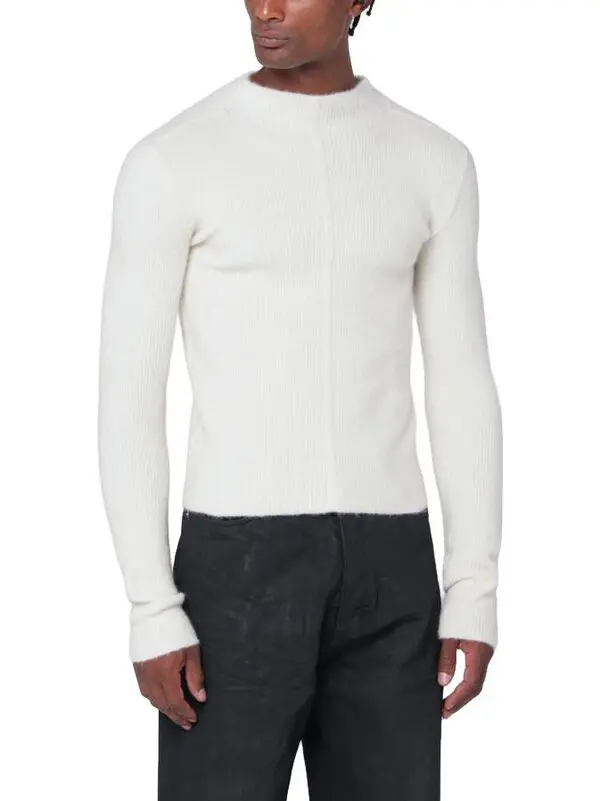 Rick Owens Ribbed Alpaca Blend Sweater - White