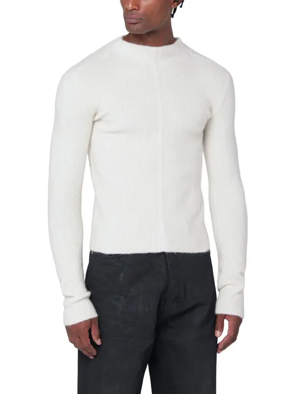 Rick Owens Long Sleeve Alpaca Blend Sweater - White