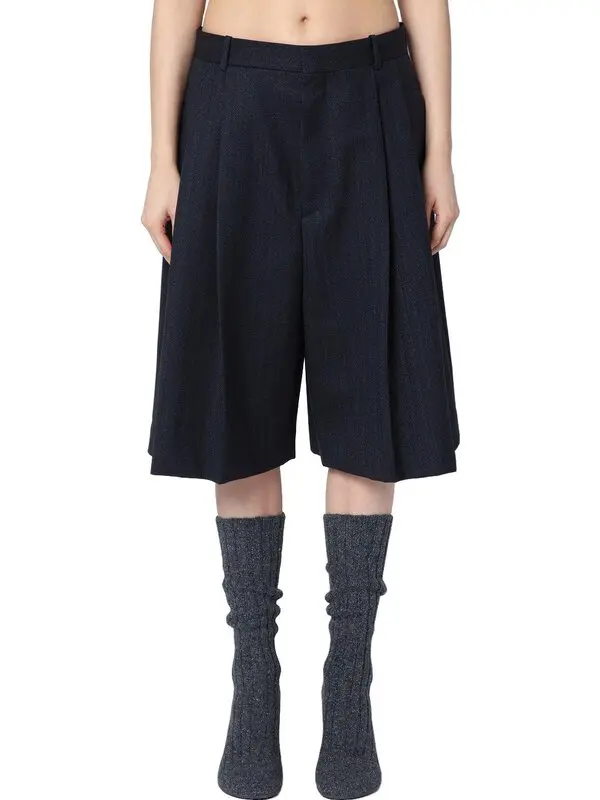 Bottega Veneta Wide Wool Bermuda Shorts - Black