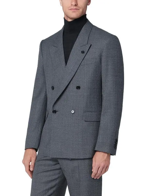 LARDINI Wool Double-breasted Jacket - Grey