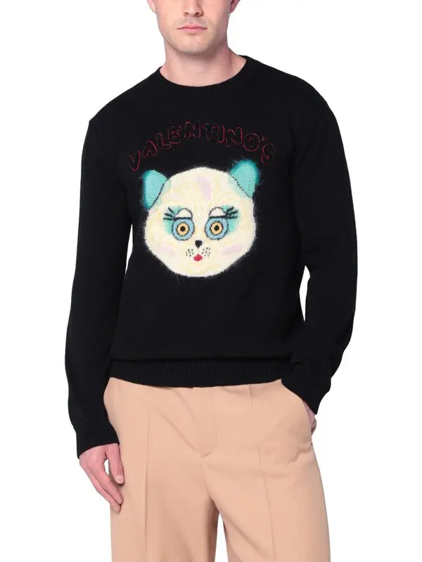 Valentino Garavani Sweater With Le Chat De La Maison Patch - Black