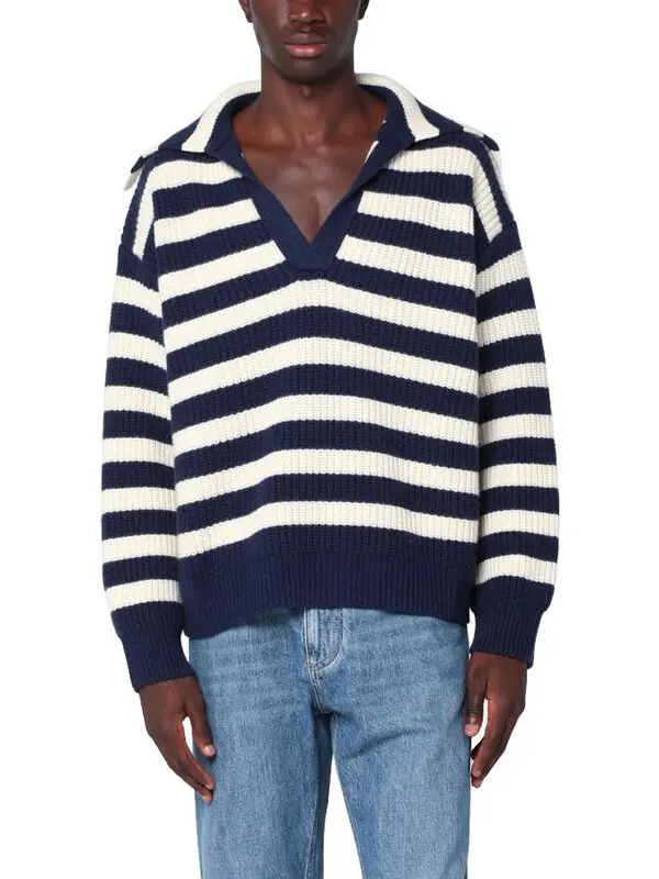 Bottega Veneta Striped Wool-blend Sweater - Blue