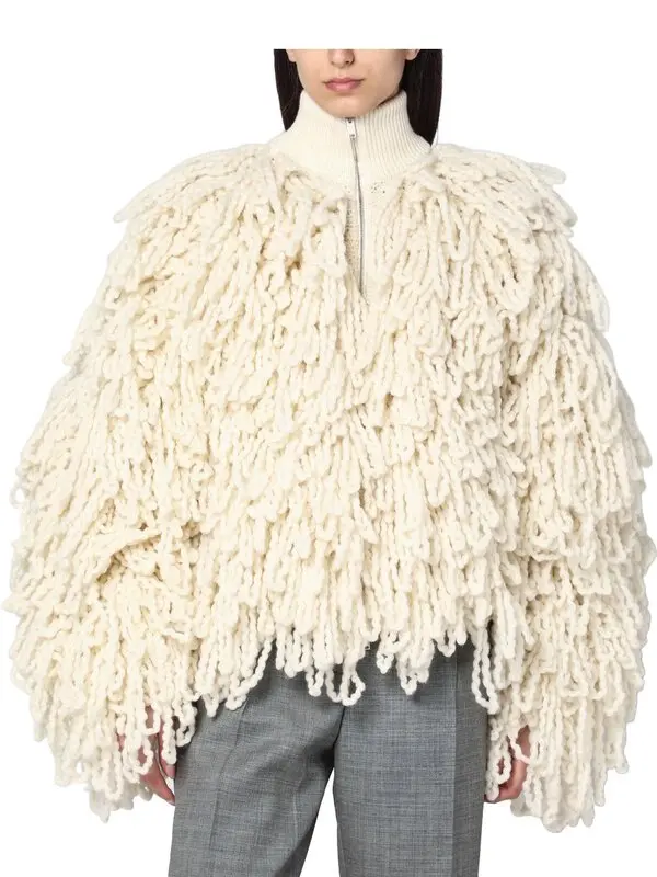 Stella McCartney Wool Bomber Jacket With Fringes - White