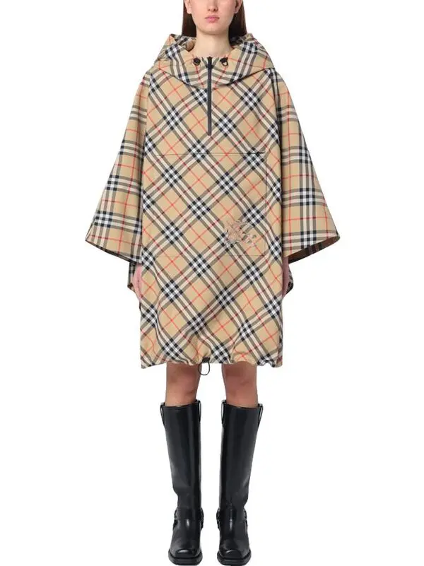 Burberry Check Pattern Poncho - Beige