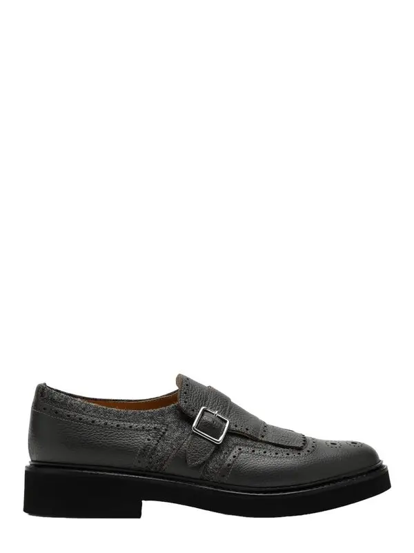 DOUCAL'S Leather Shoes With Buckle And Fringe - Brown