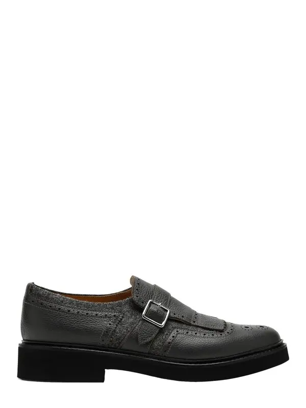 DOUCAL'S Leather Monk Strap Shoes - Brown