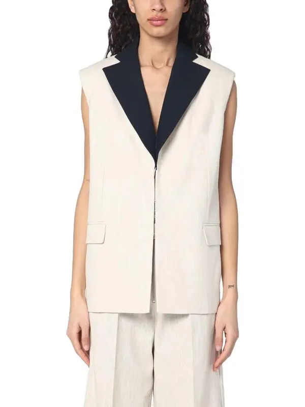 Erika Cavallini Linen Waistcoat With Open Back - White
