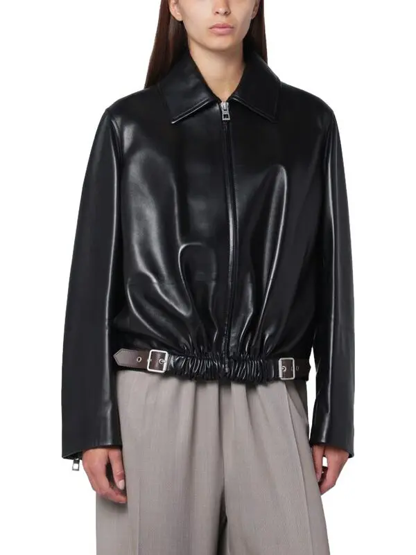 Loewe Leather Jacket With Belt - Black
