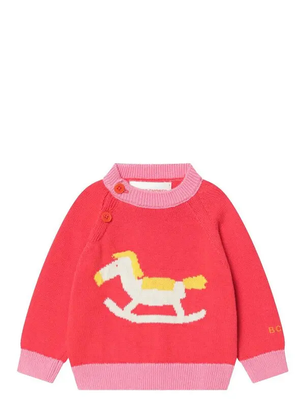 BOBO CHOSES Cotton Rocking Horse Sweater - Red