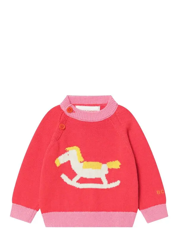 BOBO CHOSES Cotton Rocking Horse Sweater - Red