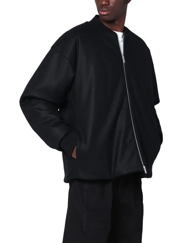 JIL SANDER Wool Bomber Jacket - Black