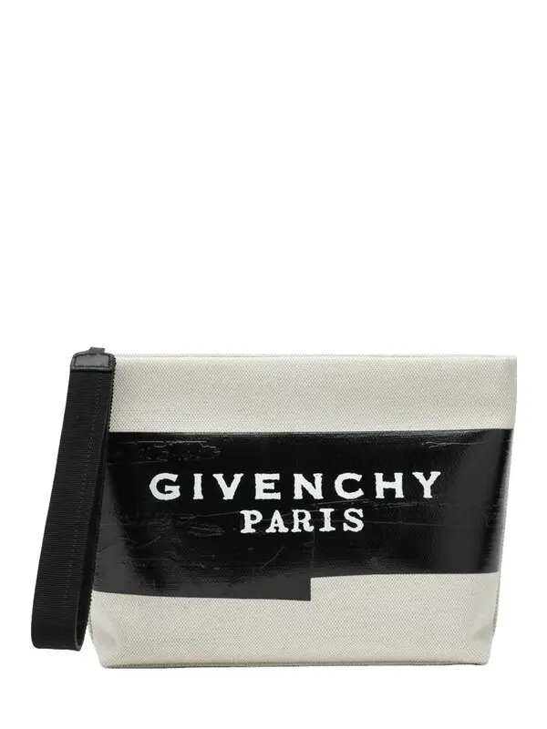 Givenchy Fabric Logo Tape Pouch - Beige