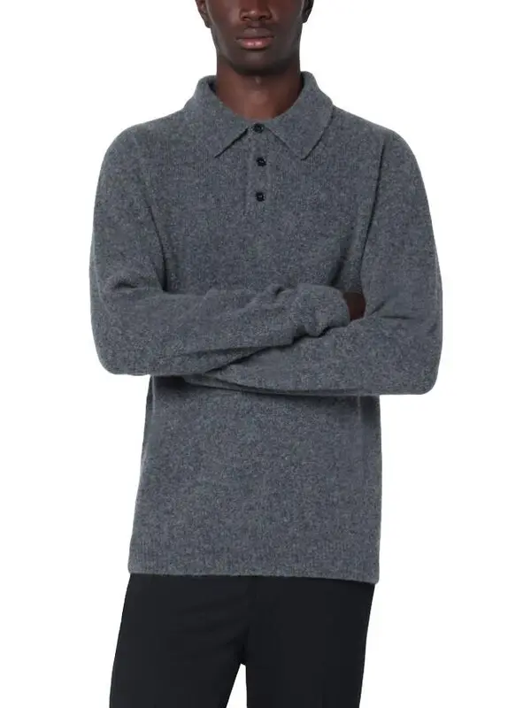 ROBERTO COLLINA Cashmere Blend Polo Sweater - Grey