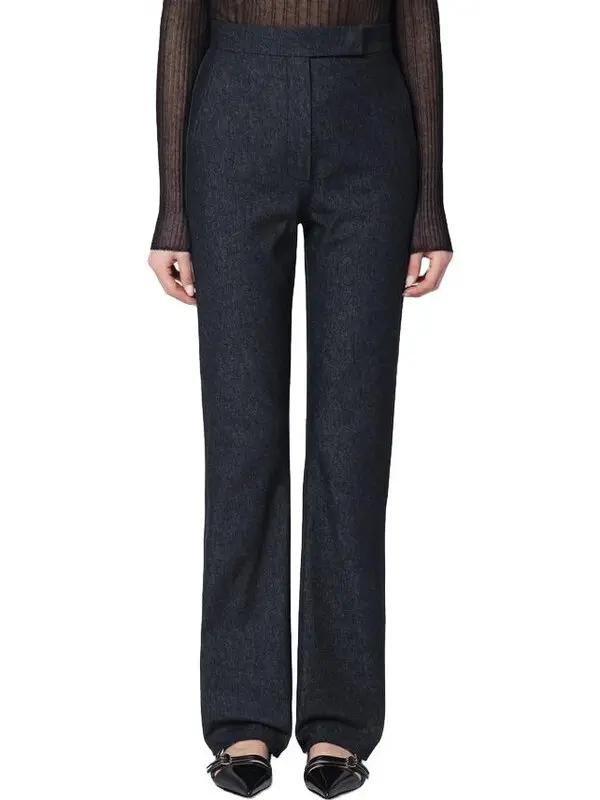 Max Mara Cotton Denim-effect Trousers - Blue