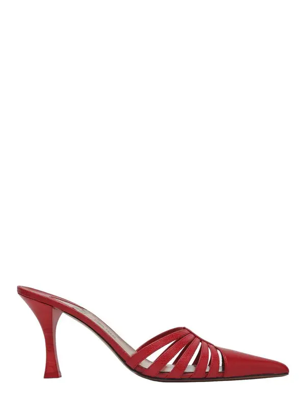 Paris Texas Leather Nadia Mules - Red