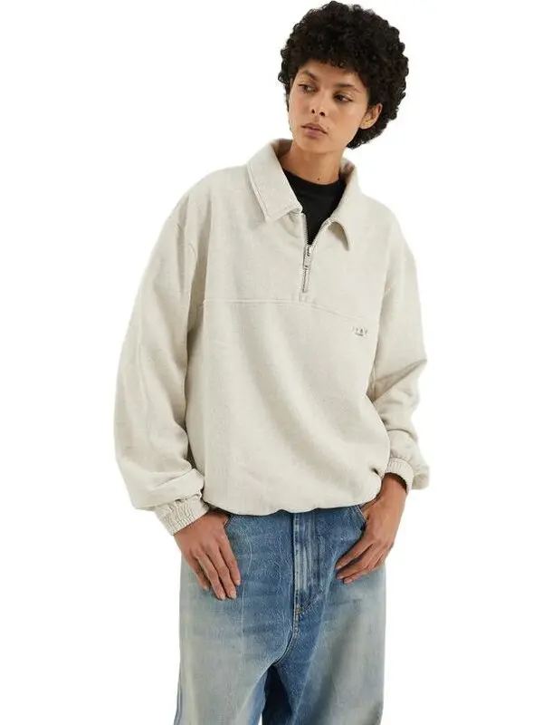 1989 STUDIO Cotton Half Zip Sweatshirt - Beige
