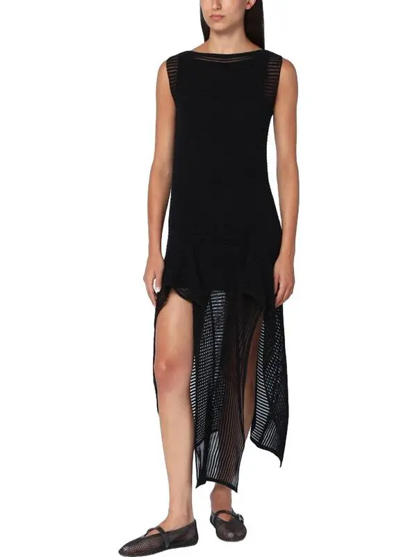 Alaïa Knit Dress With Ruches - Black