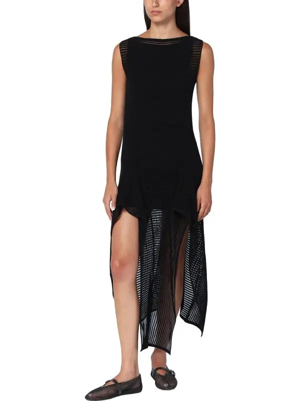 Alaïa Knit Dress With Ruches - Black
