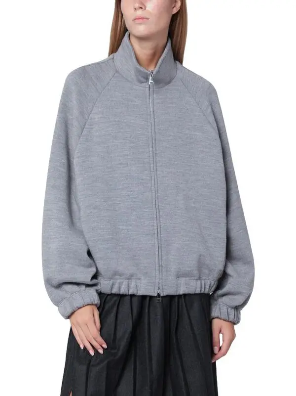 Max Mara Wool Blend Zip-up Sweatshirt - Grey