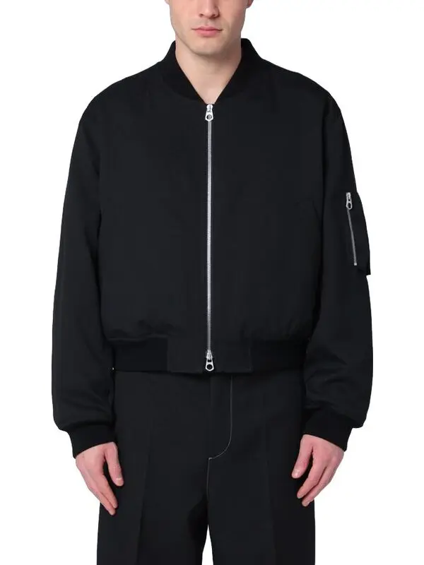 JIL SANDER Zipped Bomber Jacket - Black