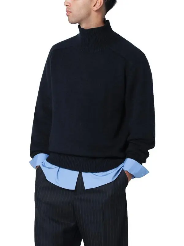 Soft Goat Cashmere Turtleneck Sweater - Blue