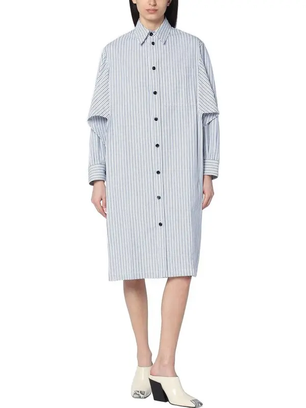 Bottega Veneta Midi Striped Shirt Dress - White