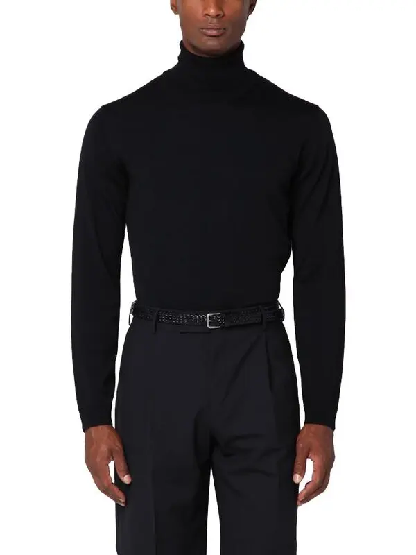 ROBERTO COLLINA Wool Turtleneck Sweater - Black