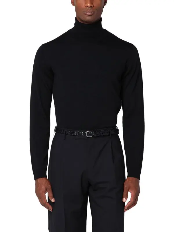 ROBERTO COLLINA Wool Turtleneck Sweater - Black