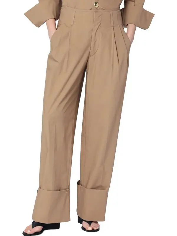 DARKPARK Wide-leg Cuffed Trousers - Beige