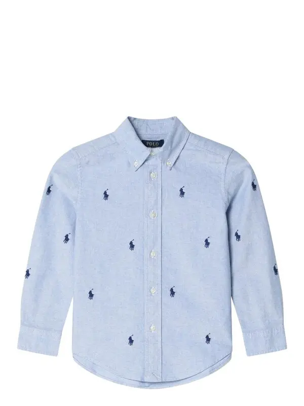 Polo Ralph Lauren Button-down Shirt With Logos - Light Blue