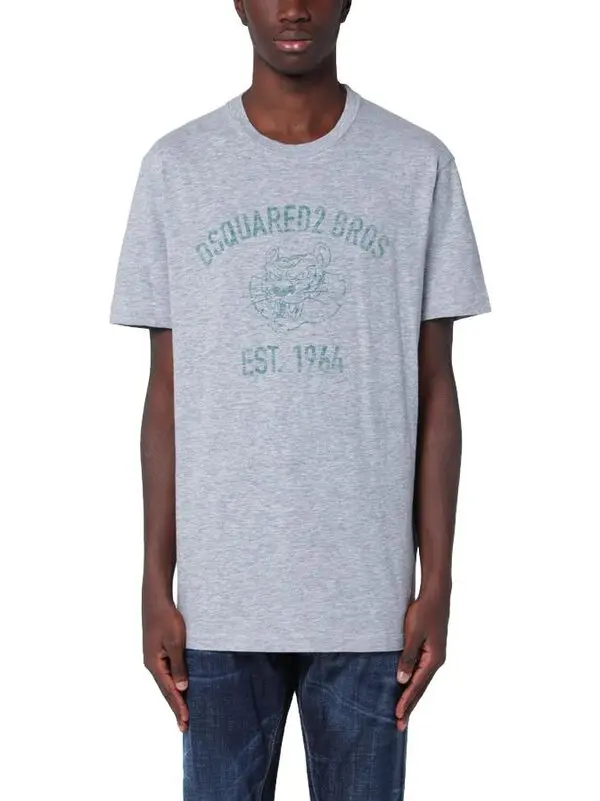 Dsquared2 Mélange T-shirt With Logo Print - Grey