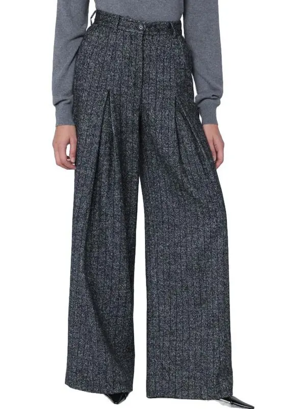 Dolce & Gabbana Striped Wide Leg Trousers - Grey