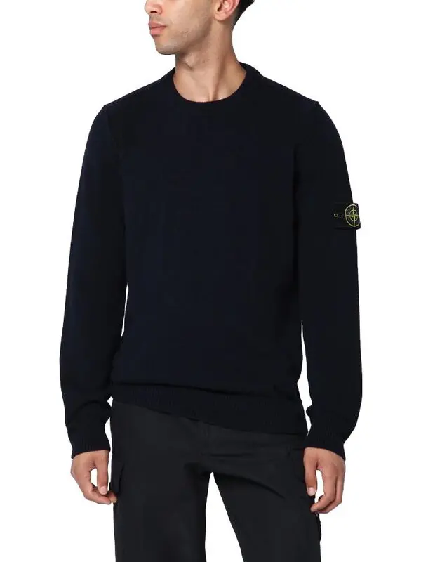 Stone Island Wool Blend Crew Neck Sweater - Blue