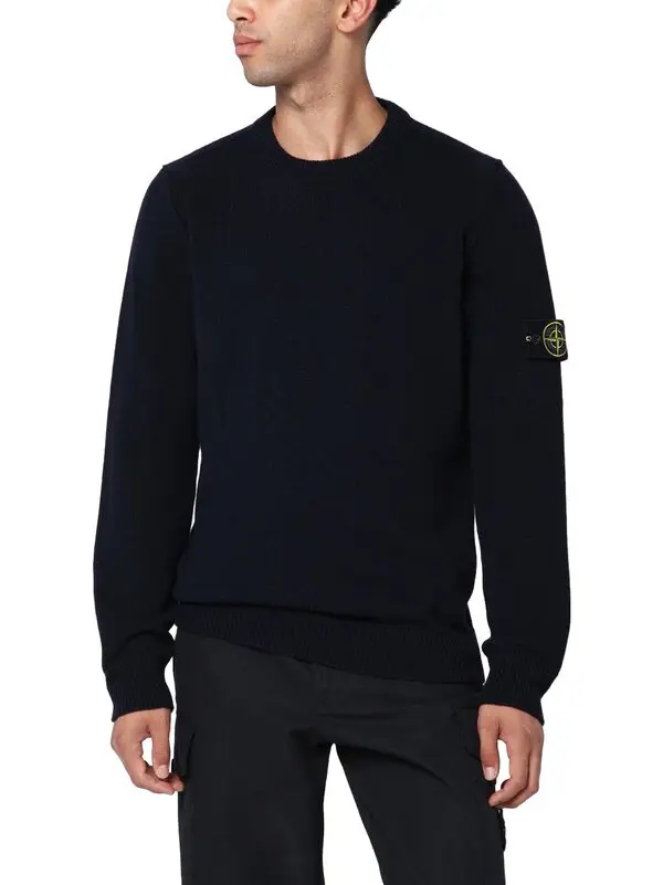 Stone Island Wool Blend Crew Neck Sweater - Blue