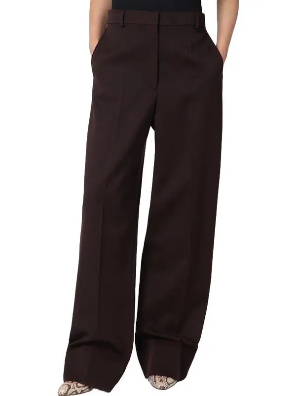 Stella McCartney Straight Leg Trousers In Wool - Brown