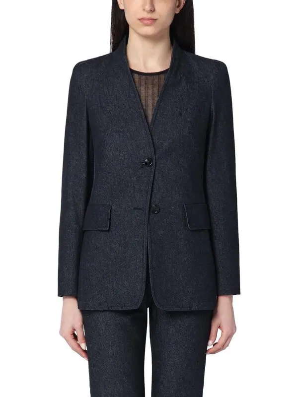 Max Mara Midnight Jacket In Cotton Denim Effect - Blue