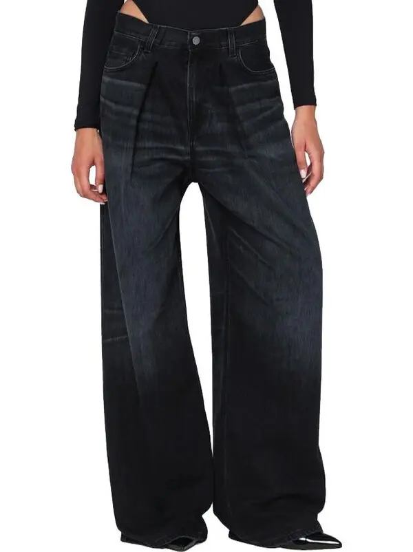 HAIKURE Wide Leg Denim Jeans - Black