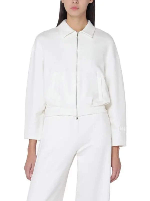 Max Mara Cropped Silk-blend Sweatshirt - White
