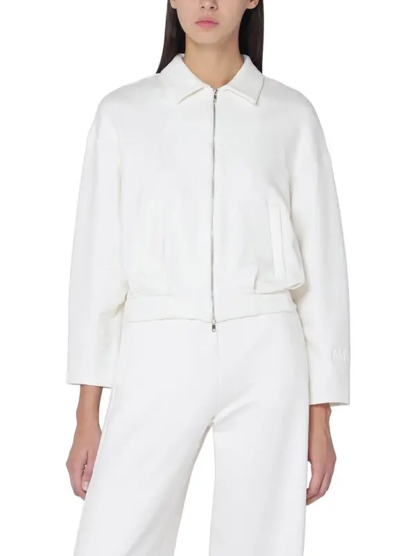 Max Mara Cropped Silk Blend Sweatshirt - White