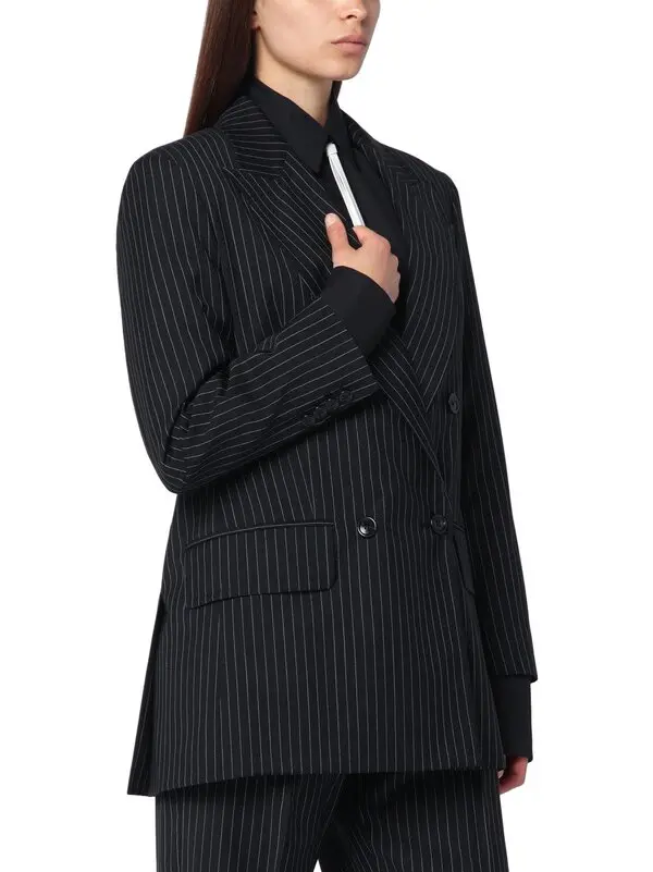Max Mara Pinstriped Double-breasted Wool Jacket - Black