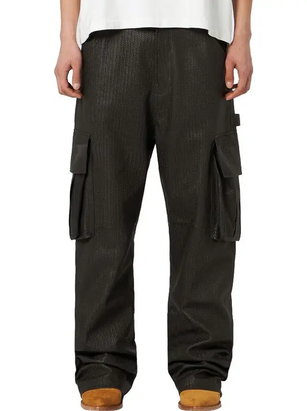 1989 STUDIO Intreccio Leather Cargo Pants - Brown