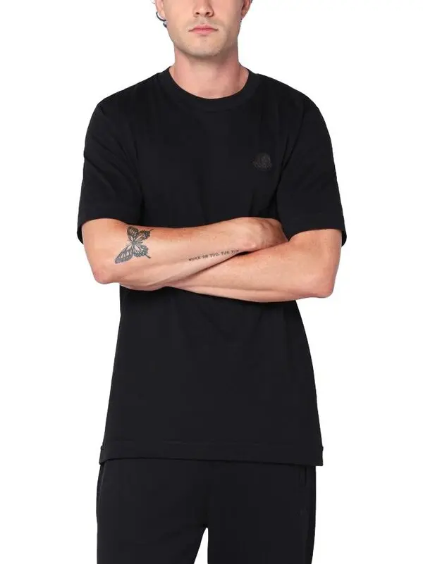 Moncler Cotton T-shirt With Logo Patch - Black