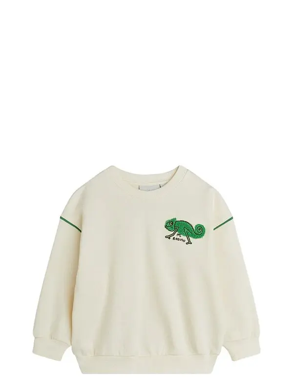 MINI RODINI Sweatshirt With Velvet Lizard - White
